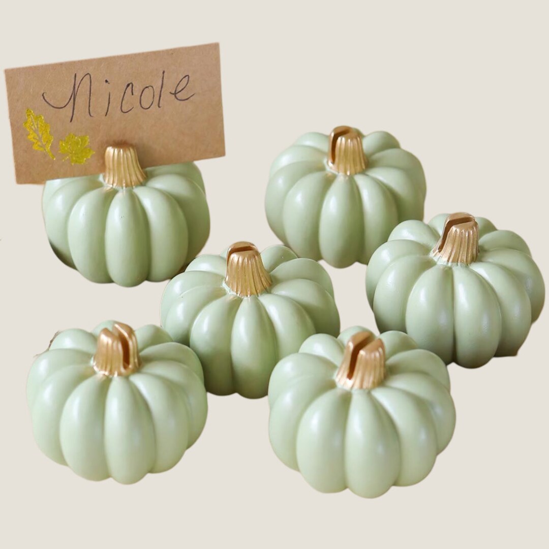 Sage Green Pumpkin Place Card Holders Set of 6 - for Fall Wedding Decor ...