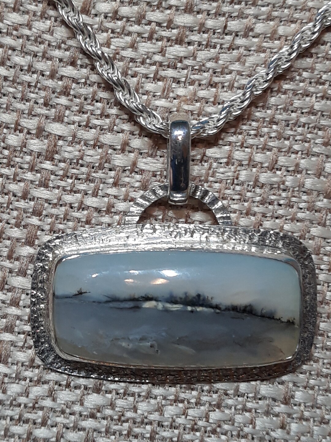 Scenic Peruvian Opal and Sterling Silver Pendant, One of A Kind Pendant ...