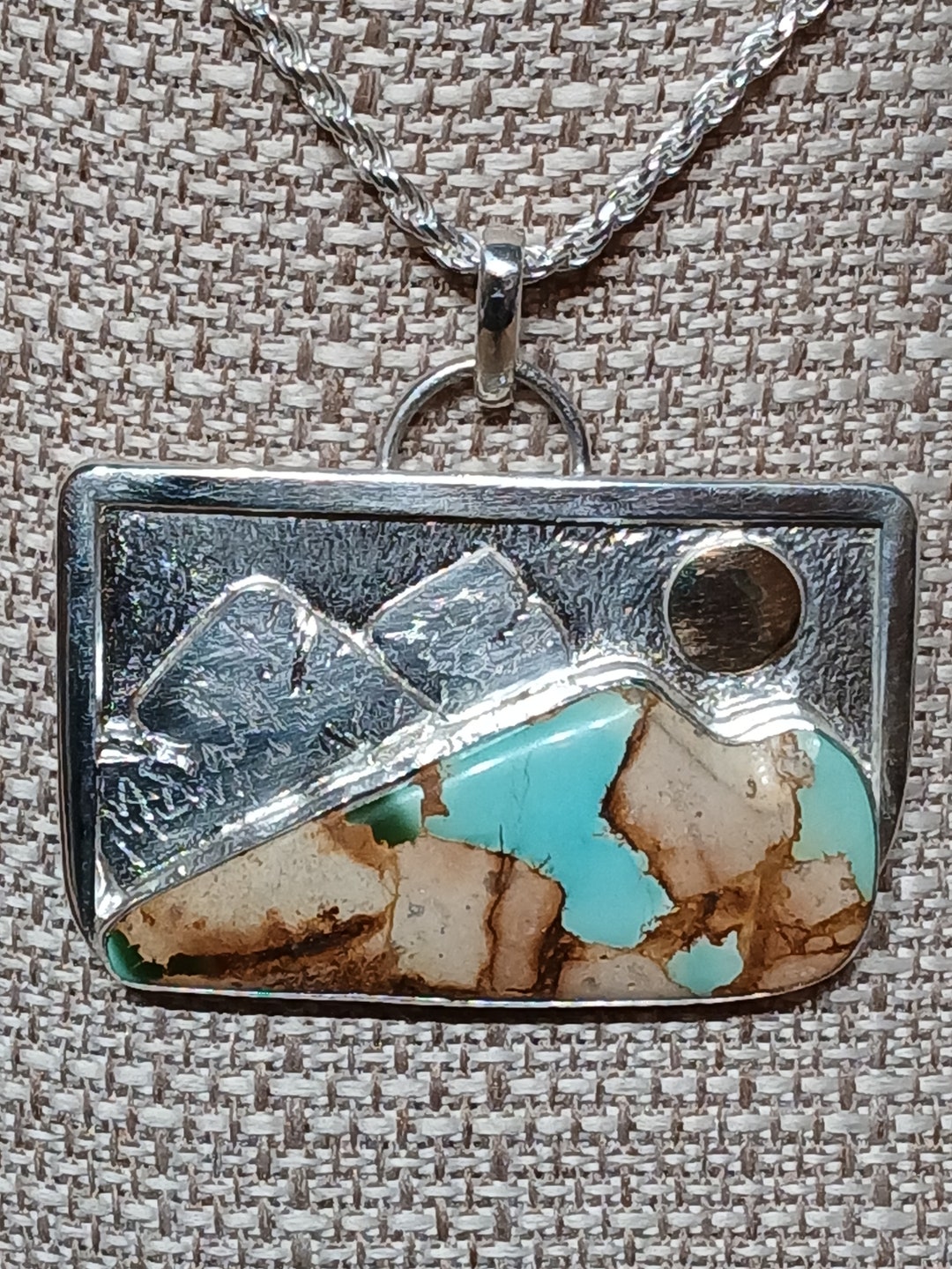 Royston Ribbon Turquoise and Sterling Silver Pendant With Mountain ...