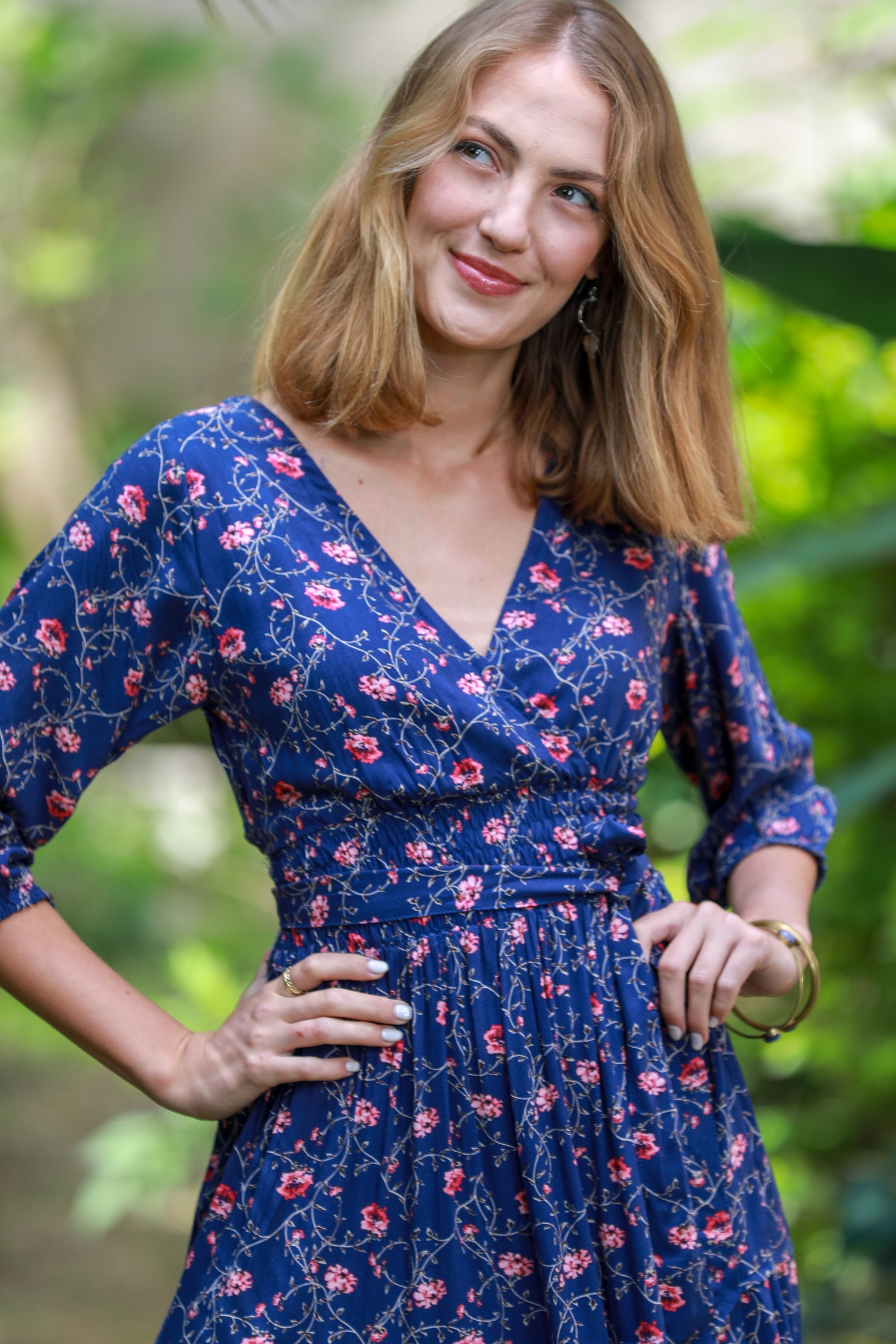 Long Sleeves Conservative Dress Flower Print Frill Dress | Etsy