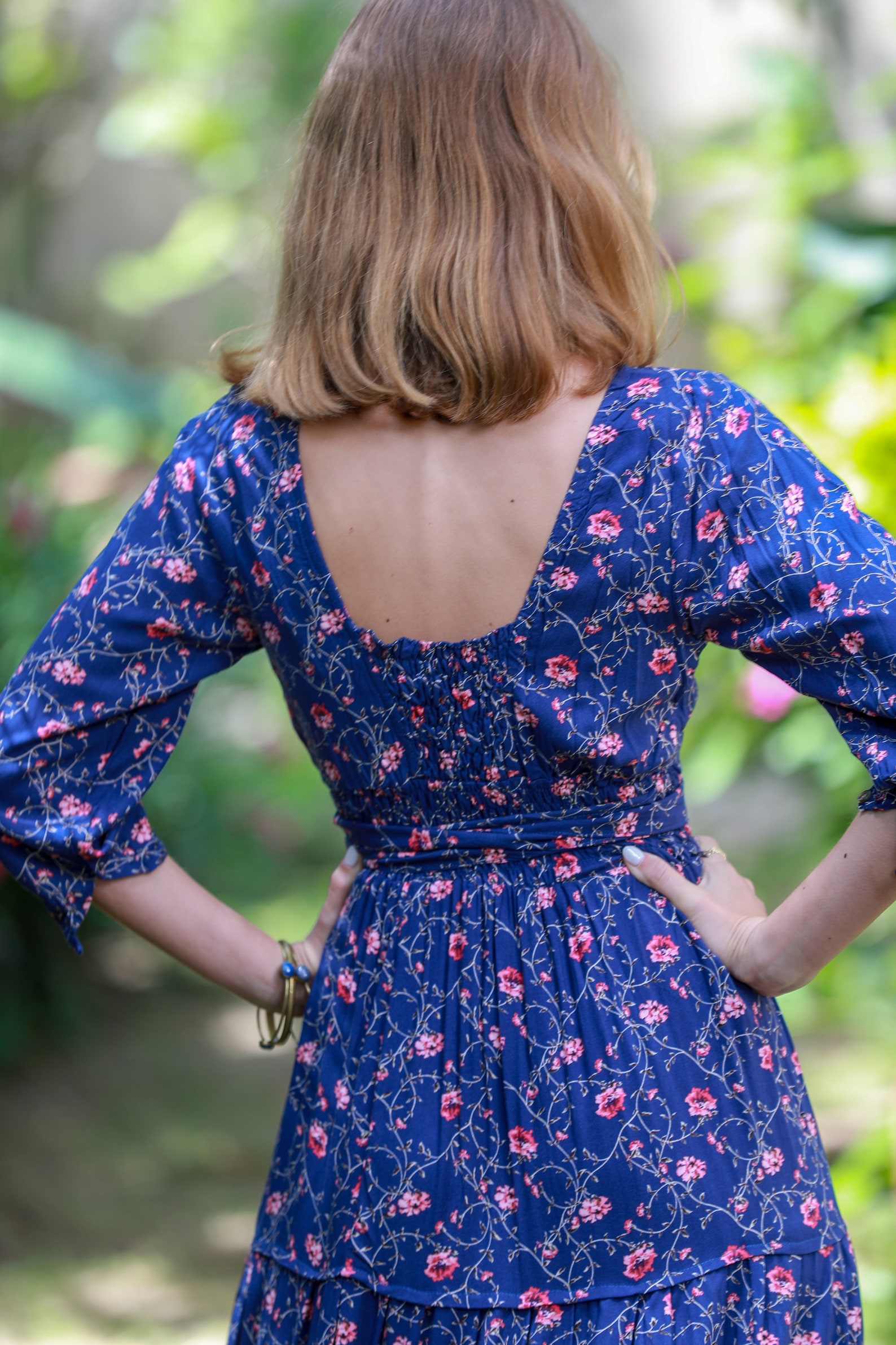 Long Sleeves Conservative Dress Flower Print Frill Dress | Etsy