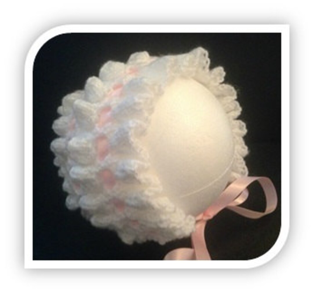 Frilly Baby Bonnet With Ribbon Digital Download Knitting Pattern ONLY ...