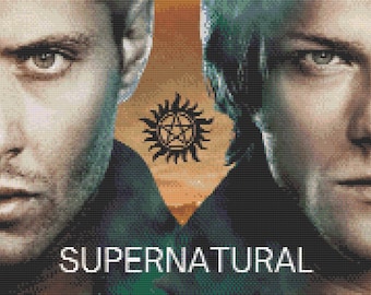 Supernatural Tv Show Sam Dean Winchester Baby Counted Cross Stitch ...