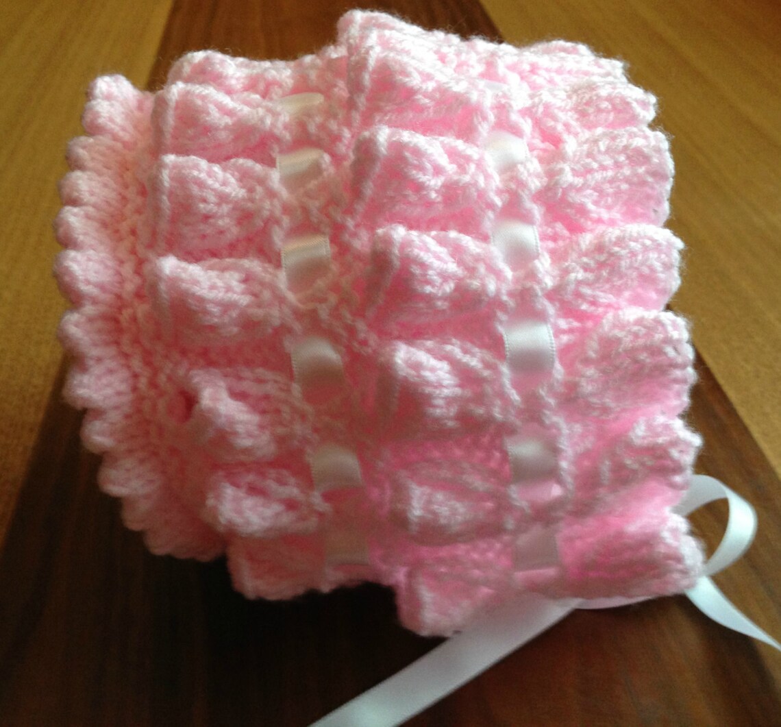 Frilly Baby Bonnet With Ribbon Digital Download Knitting Pattern ONLY ...