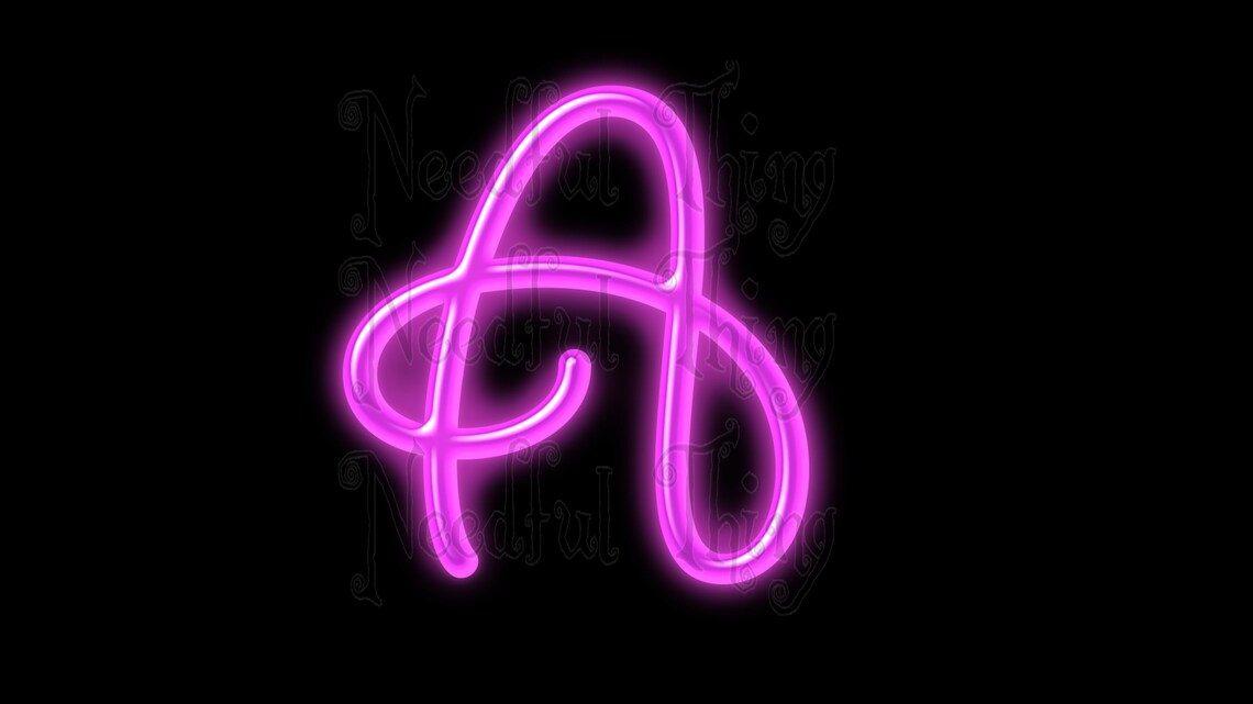 Neon Hot Pink Glow Futuristic Lamp Clipart Abc Alphabet Font - Etsy