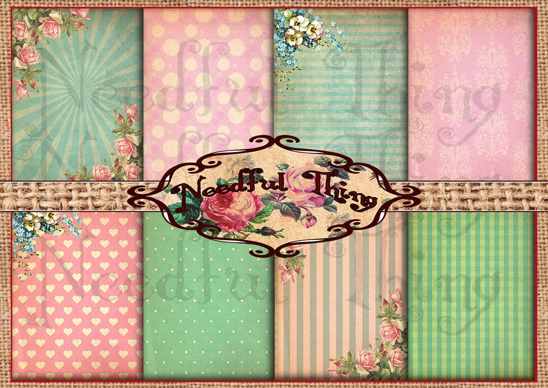 DIGITAL Vintage Tattered Old Paper Background Roses Flower Floral ...