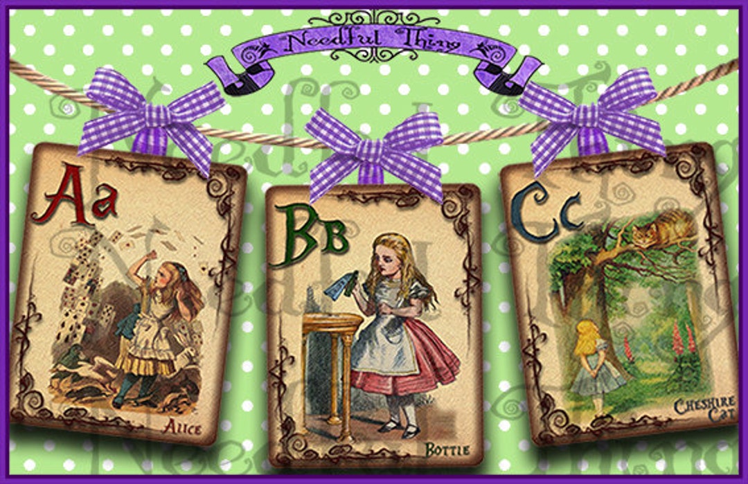 Alice in Wonderland Vintage Flashcard Alphabet Abc Cards Child - Etsy