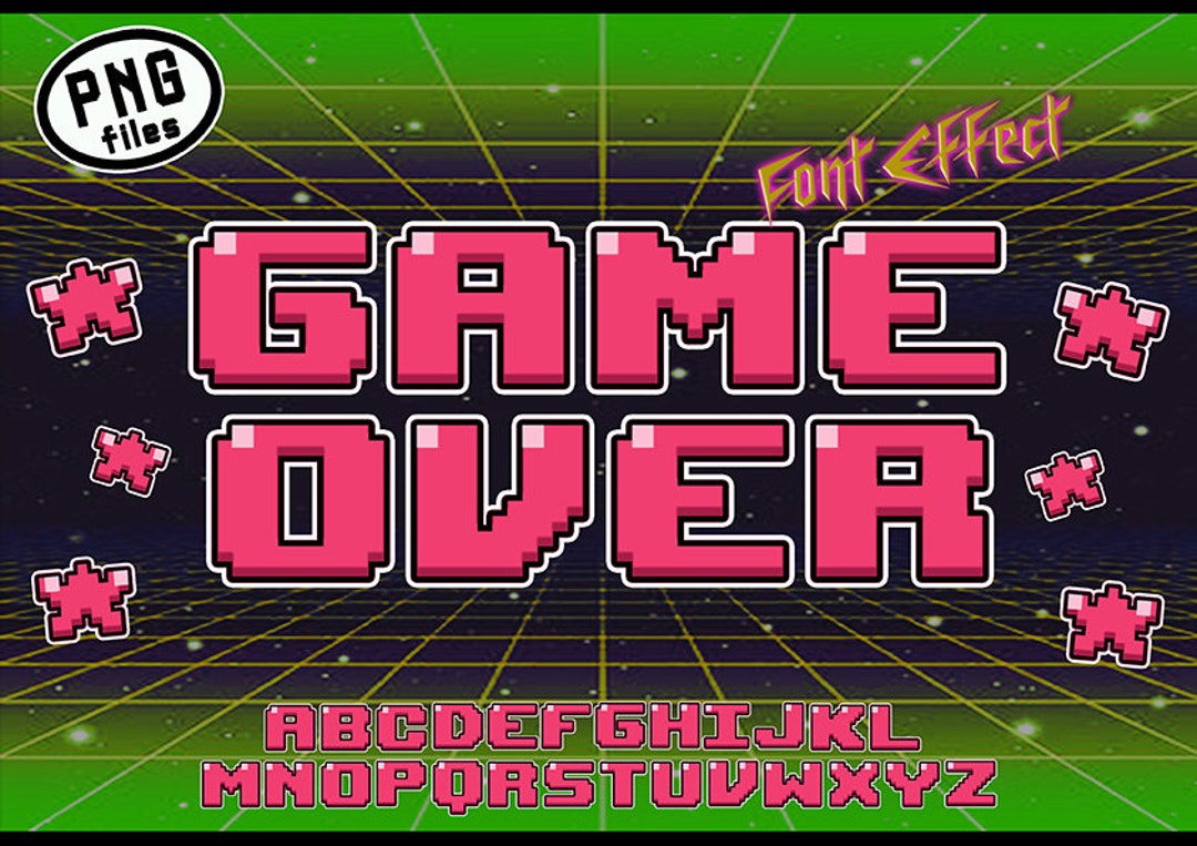 80s Retro Vintage Arcade Game Clipart Abc Alphabet Set Font Numbers ...