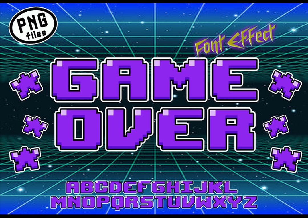 80s Retro Vintage Arcade Game Clipart Abc Alphabet Set Font Numbers ...