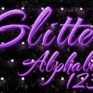 Glitter Purple Font Sparkle Clipart Abc Alphabet Numbers Letters Png ...