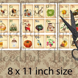 Vintage Old Paper Alphabet Abc Cards Child Children School Illustrated ...