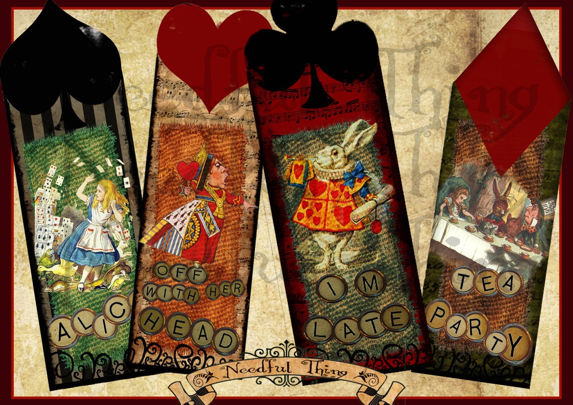 DIGITAL Grunge Alice in Wonderland Bookmark Card Printable - Etsy