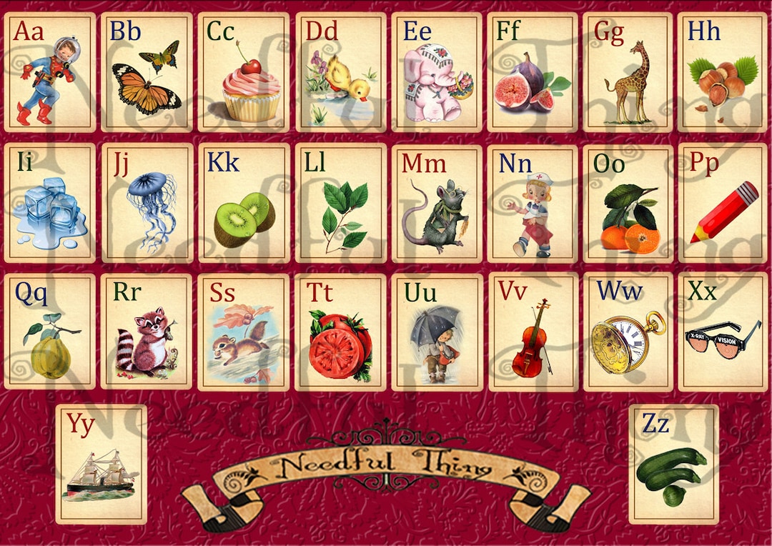 DIGITAL Vintage Old Alphabet Abc Cards Child Children School ...