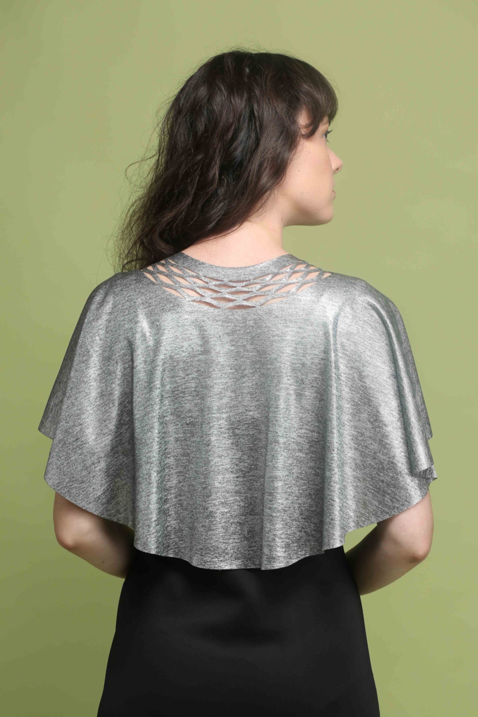 Silver Women Capelet, Silver Dress Cover, Silver Shrug, Silver Gray ...
