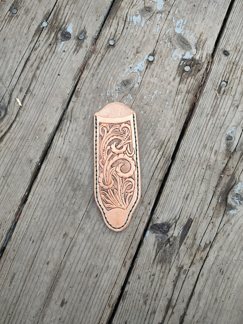 Tooled Leather Cast Iron Handle Cover - Etsy