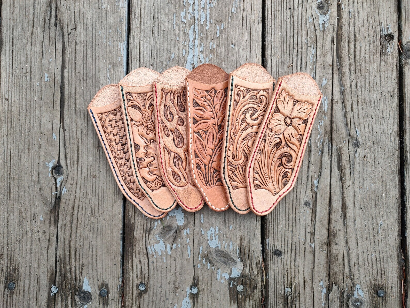 Tooled Leather Cast Iron Handle Cover - Etsy