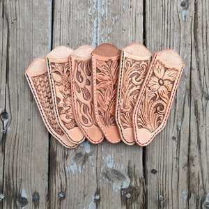 Tooled Leather Cast Iron Handle Covers - Etsy