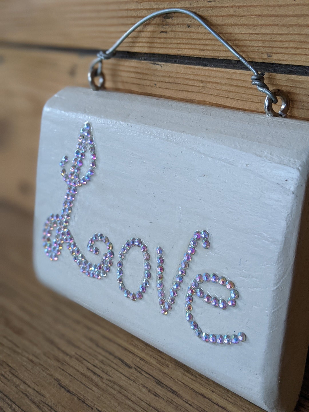 Small Embellished 'love' Hanging Sign - Etsy UK