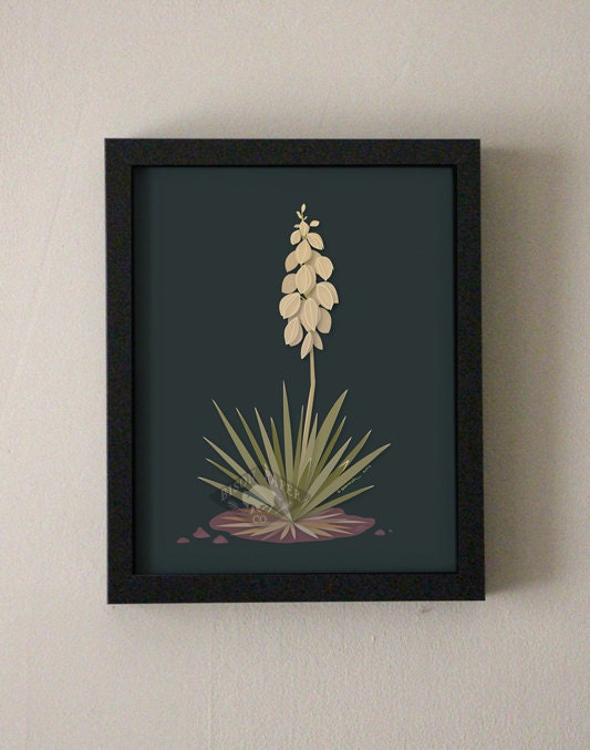 Modern Illustration Desert Blooming Yucca Art Print - Etsy