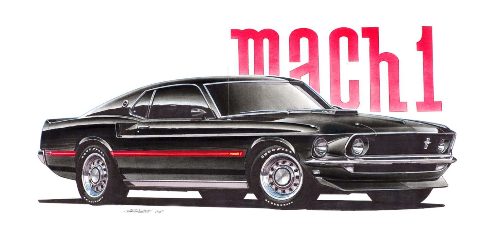 1969 Ford Mustang Mach 1 Inch Art Print by Jim Gerdom - Etsy