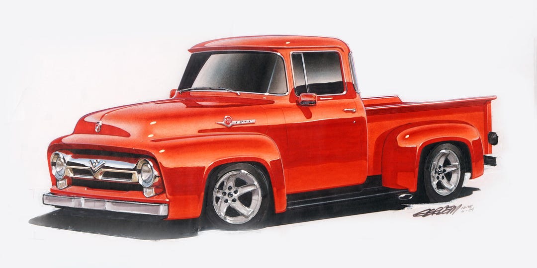 1956 Ford F-100 Project Truck V12x24 Inch Art Print by Jim Gerdom - Etsy