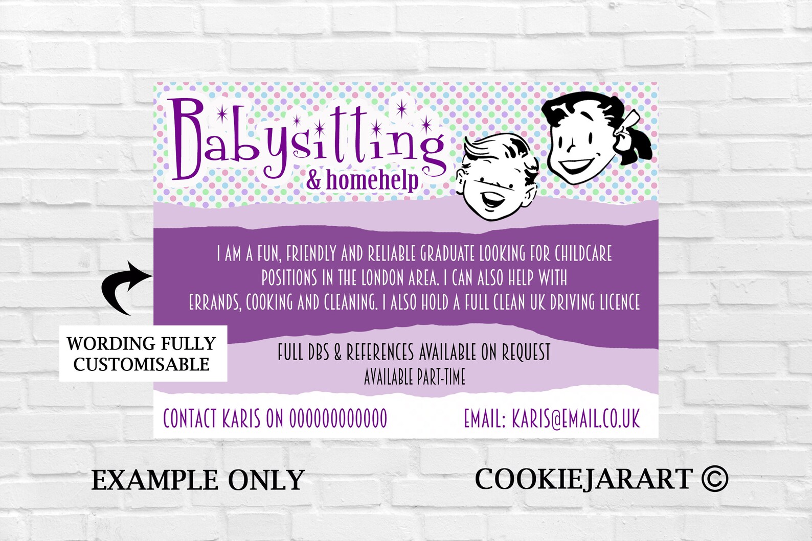 Printable Personalised Babysitting Flyer, Childcare Advert ...
