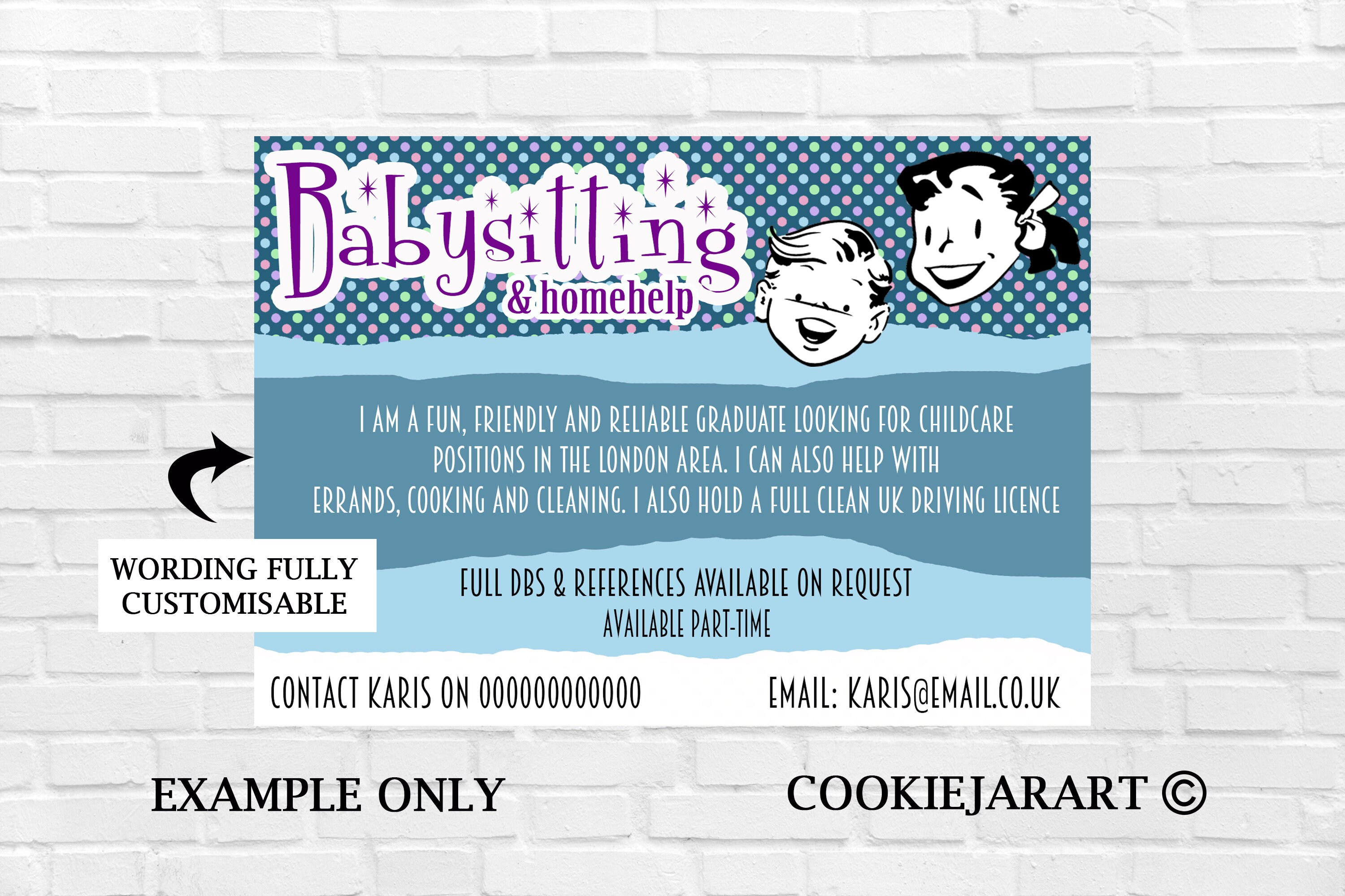 Printable Personalised Babysitting Flyer, Childcare Advert ...