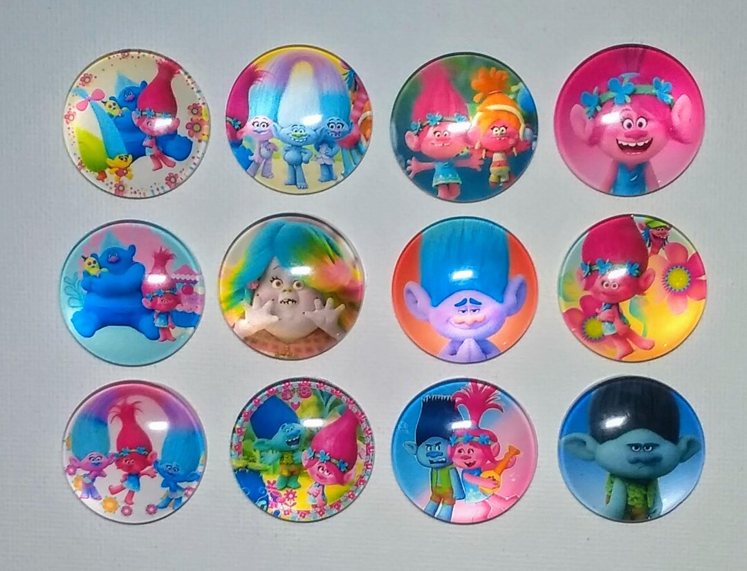 TROLLS CARTOON Magnet Set of 12 One Inch Round Glass Dome - Etsy