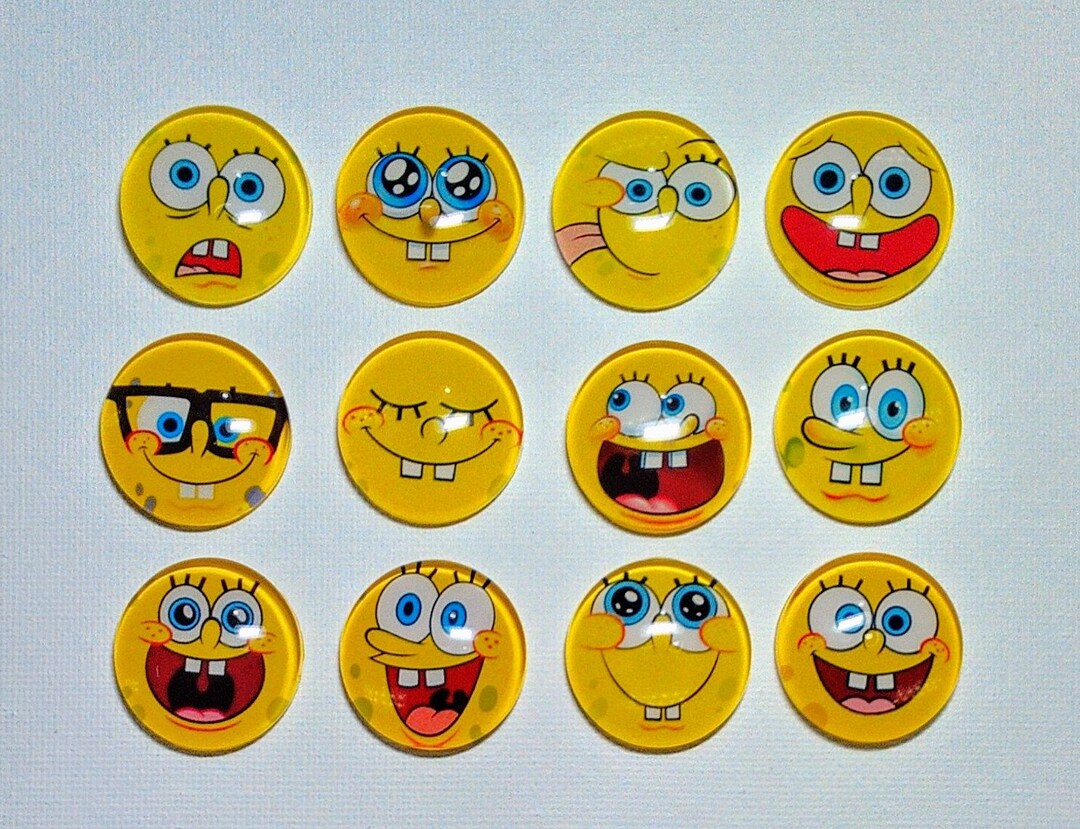 GOOFY FACES Magnet Set of 12 One Inch Round Glass Dome Childhood Fun ...
