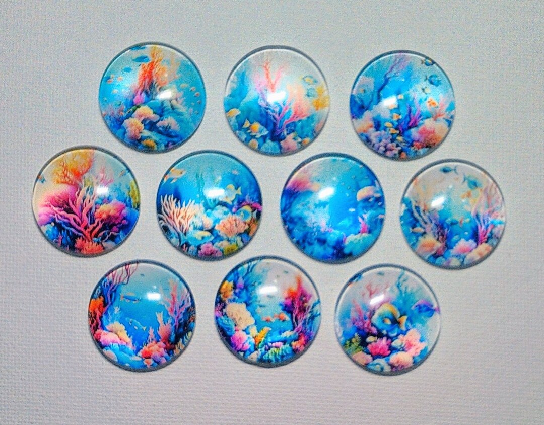 OCEAN REEF LIFE Magnet Set of 10 One Inch Round Glass Dome - Etsy