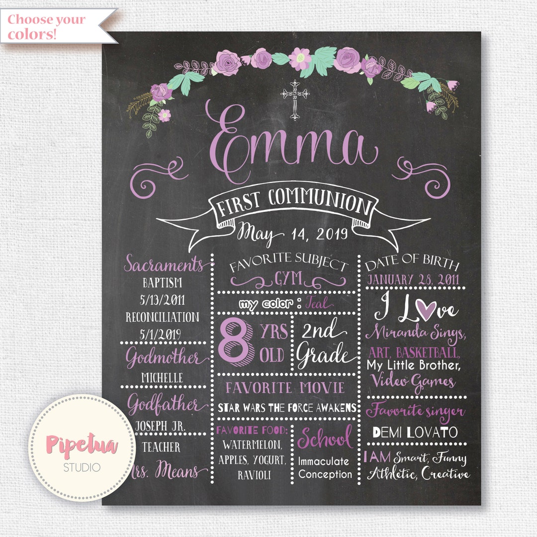 Chalkboard Poster. First Communion Poster. Baptism Poster. First ...
