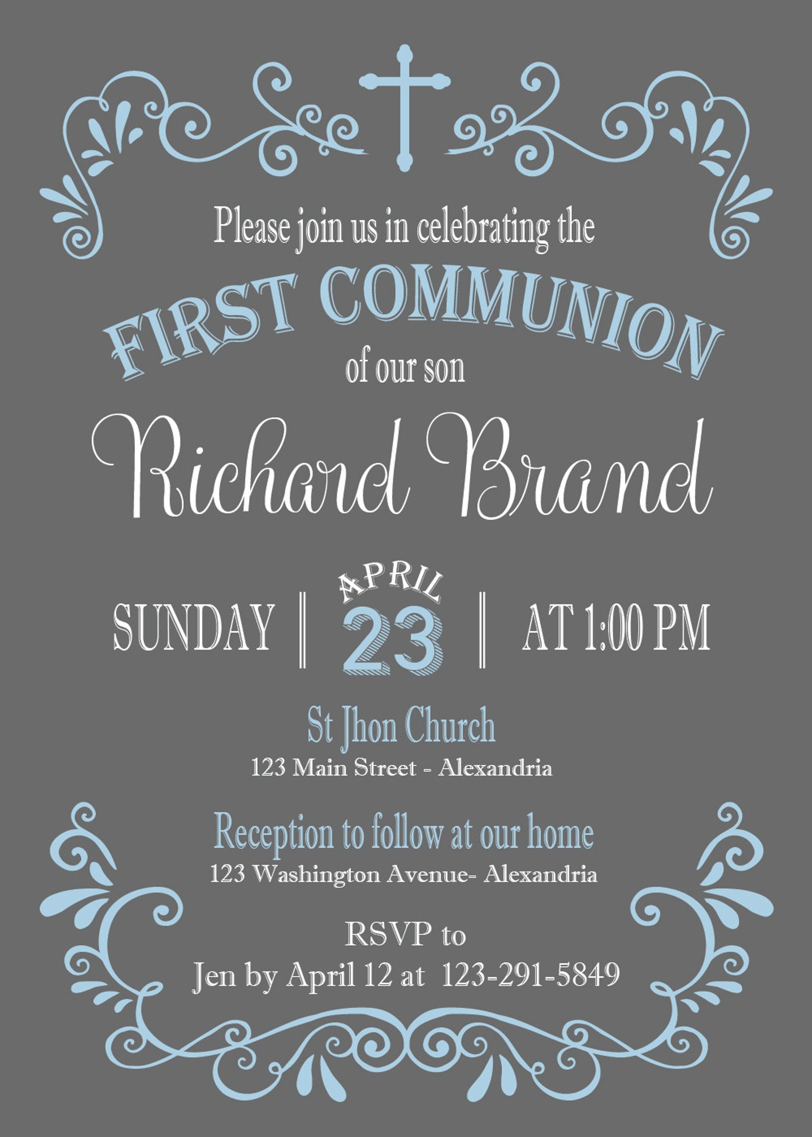 First Communion Invitation. First Holy Communion. Printable Party ...