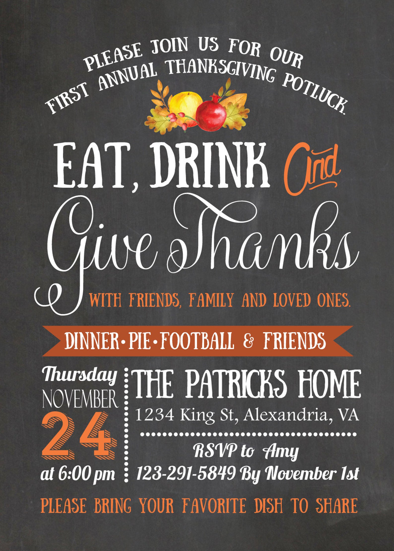 Thanksgiving Invitation. Printable Thanksgiving Invite. - Etsy