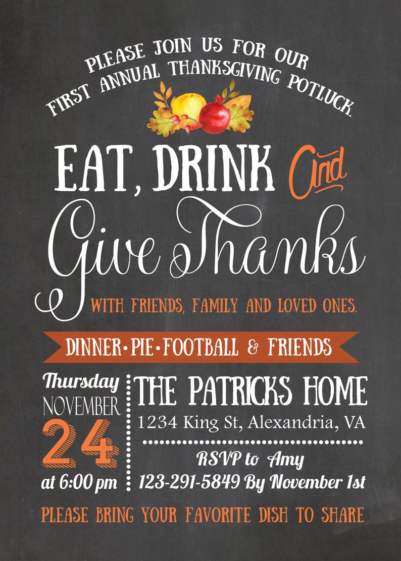 Thanksgiving Invitation. Printable Thanksgiving Invite. - Etsy
