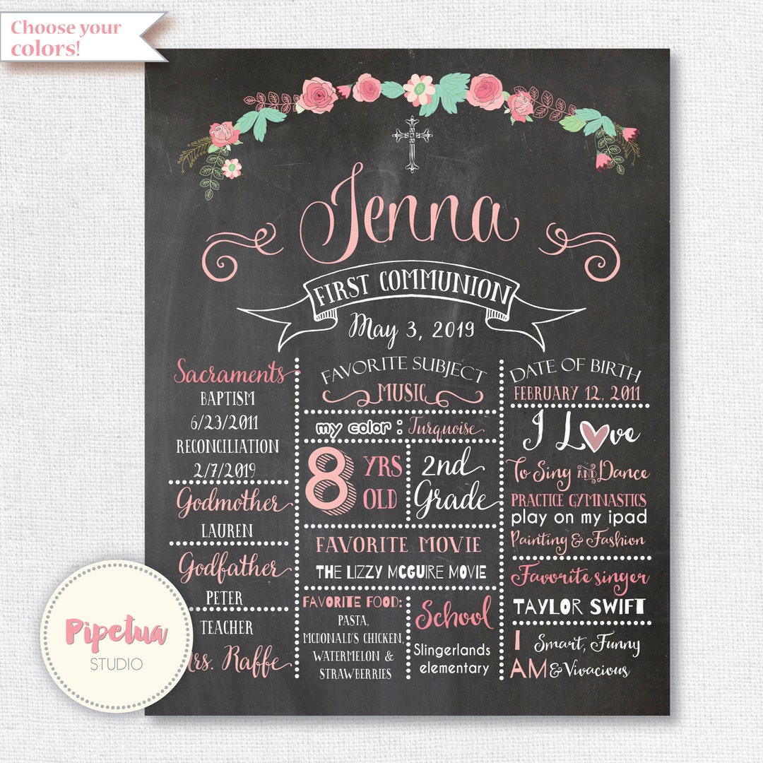 Chalkboard Poster. First Communion Poster. Baptism Poster. First ...