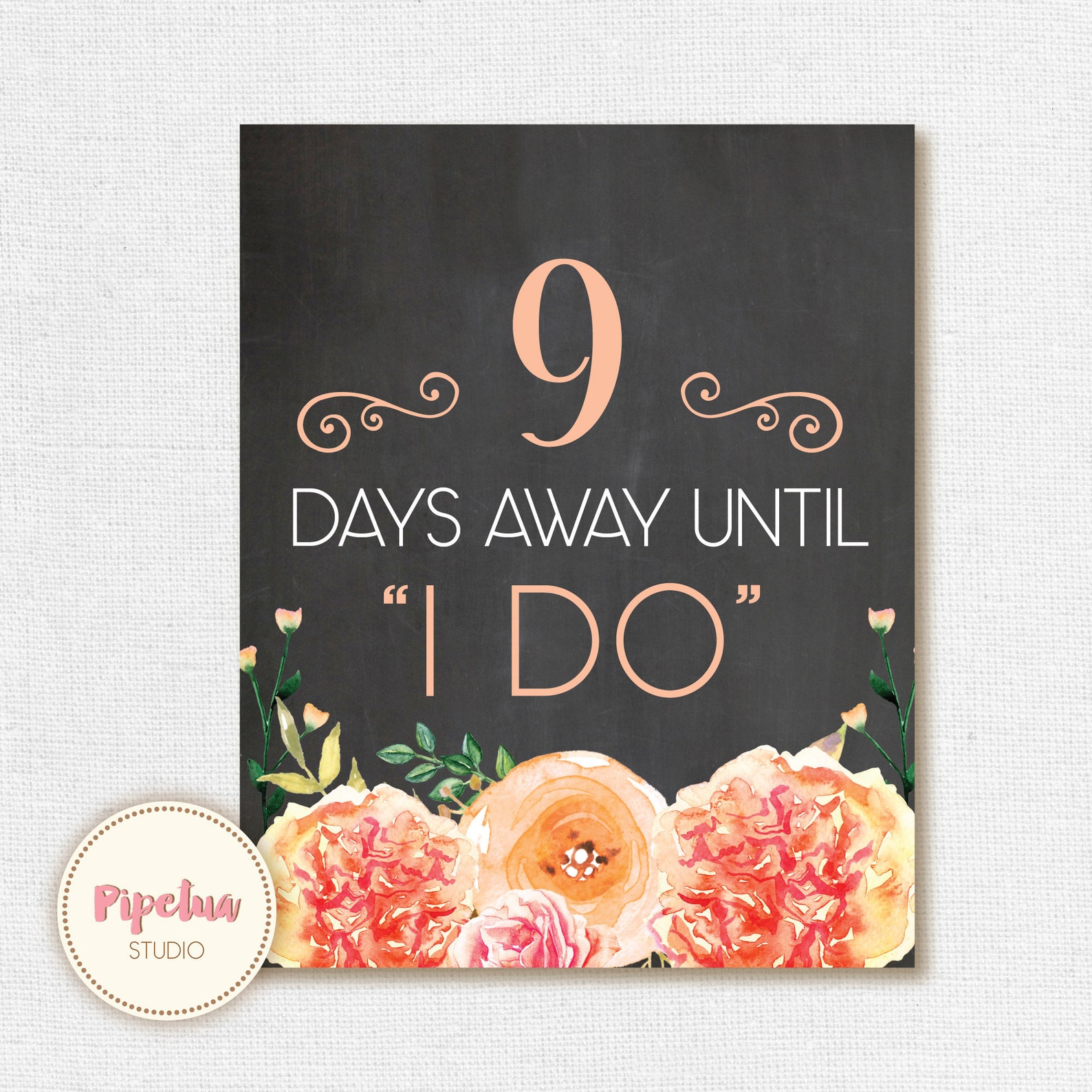Days Until I Do Sign Printable. Bridal Shower Sign. Chalkboard | Etsy