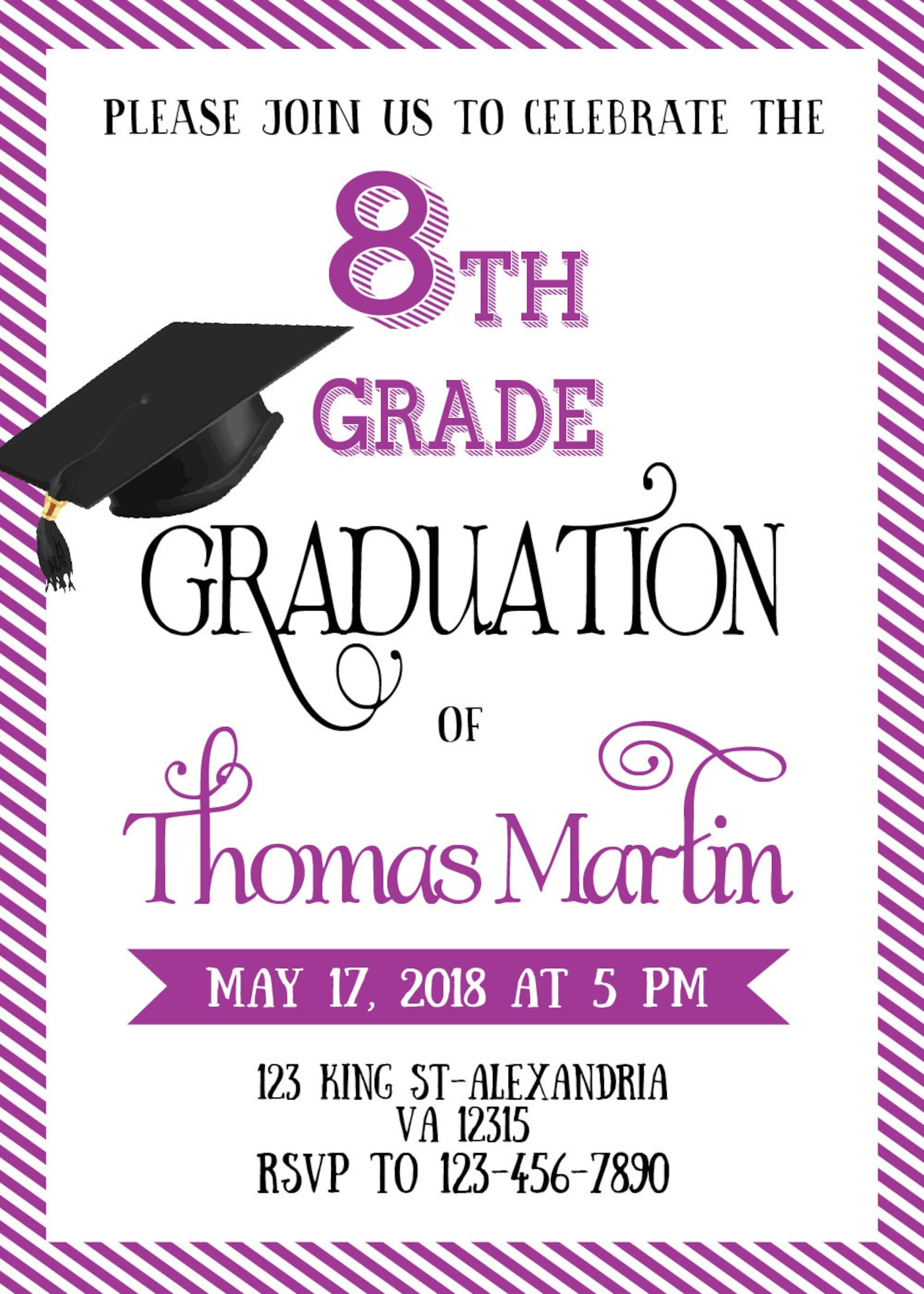 8th Grade Graduation Invite. Printable Graduation Invitation. - Etsy