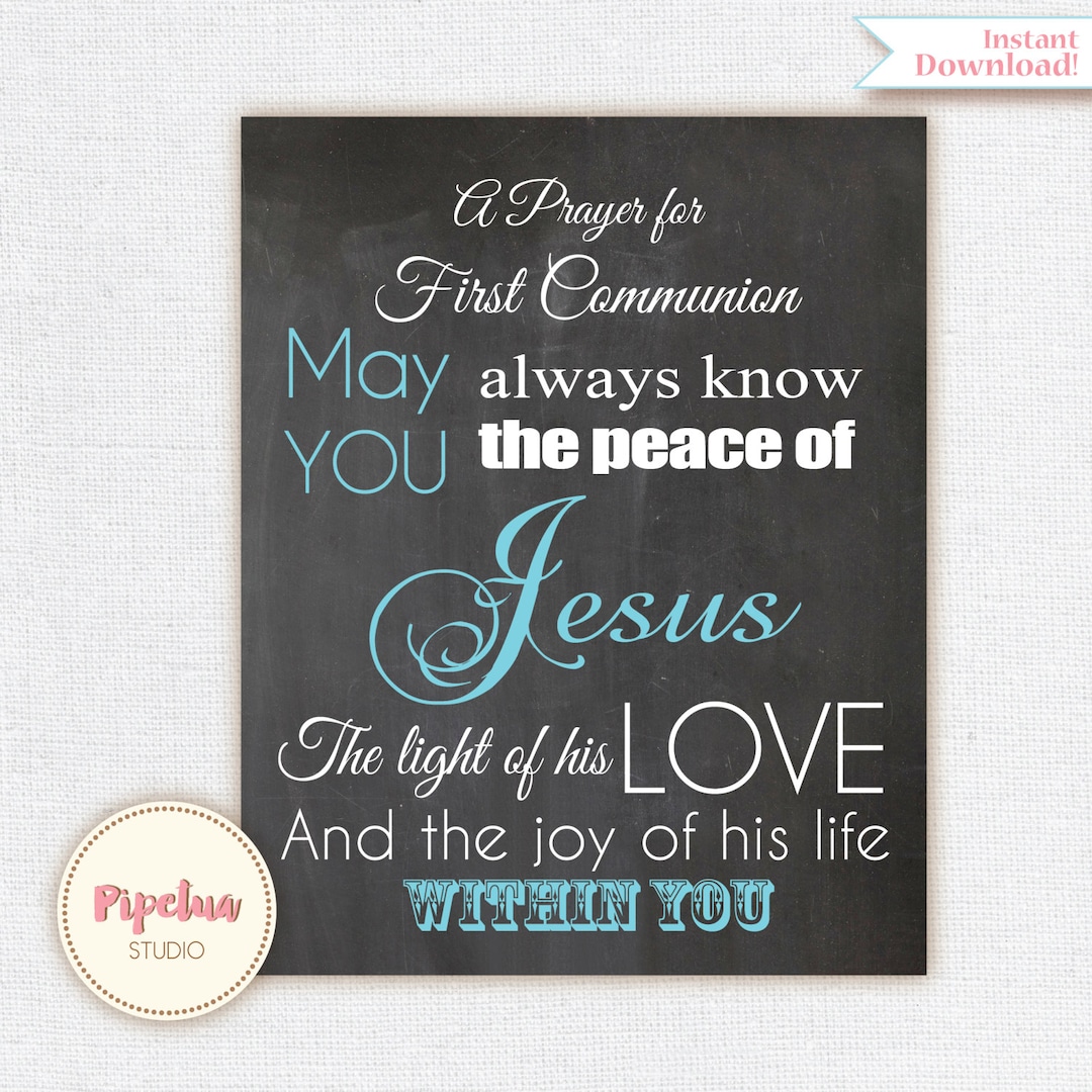 First Communion Prayer. First Communion Chalkboard Poster. Boy First ...