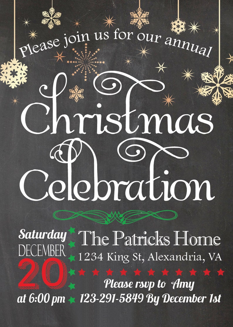 Christmas Invitation Christmas Invite Holiday Invitation - Etsy