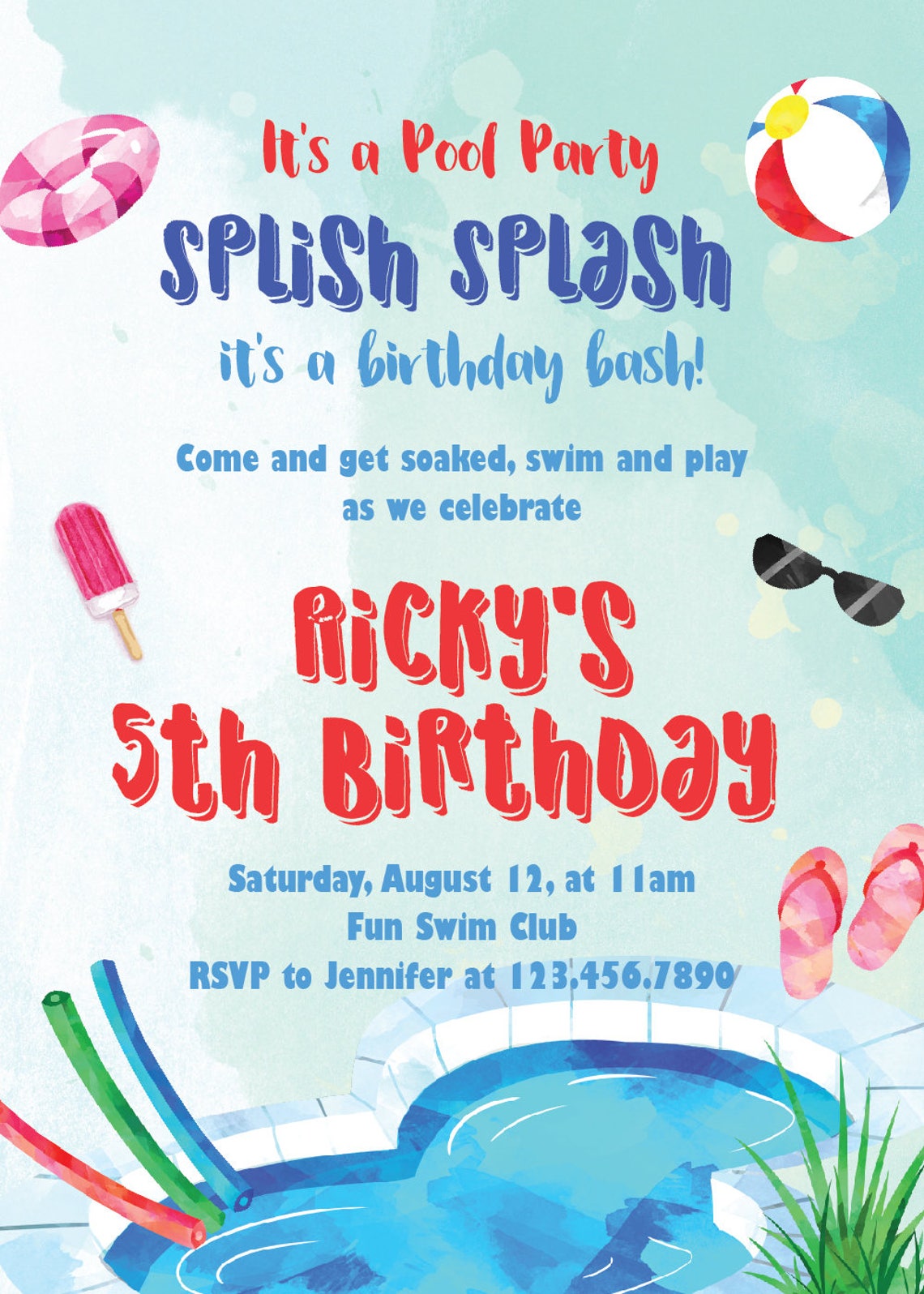 Pool Party Invitation. Pool Invitation. Printable Pool - Etsy