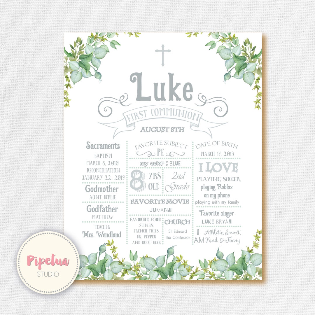 First Communion Sign. Boy First Holy Communion. Holy Communion Sign ...