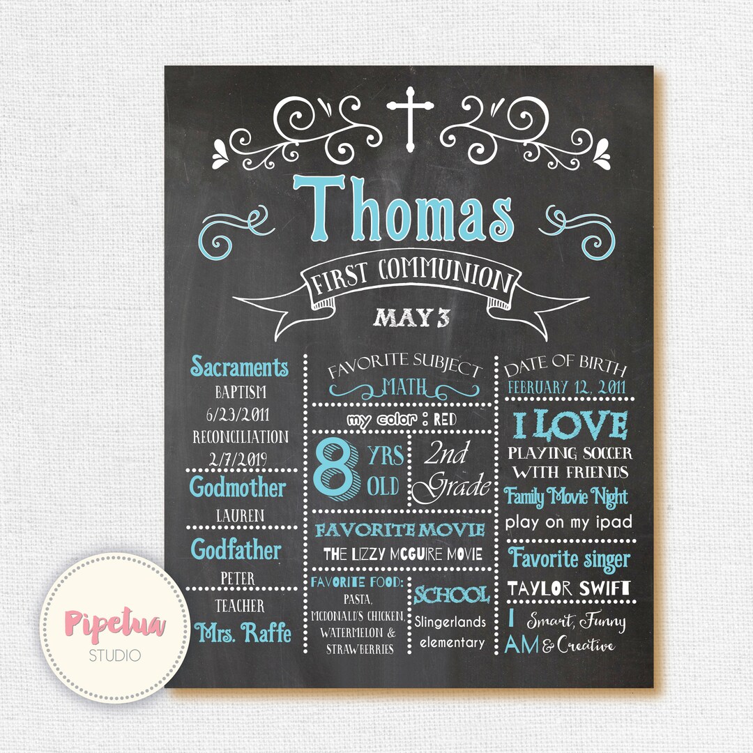 First Communion Poster. First Holy Communion Sign. Boy First Holy ...