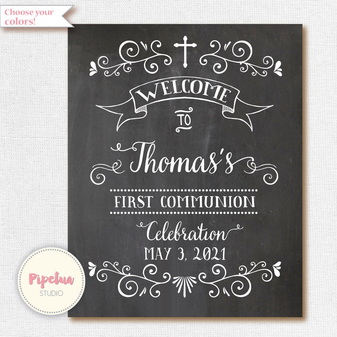 Welcome First Communion Poster. First Communion Chalkboard - Etsy
