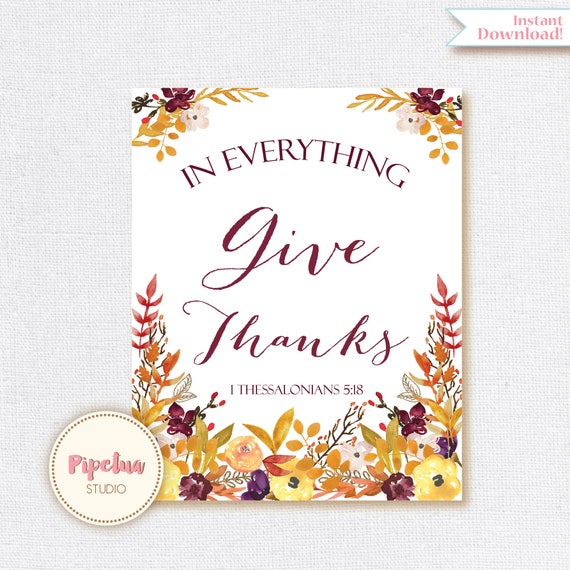 Give Thanks Sign. Thanksgiving Poster. in Everything Give - Etsy