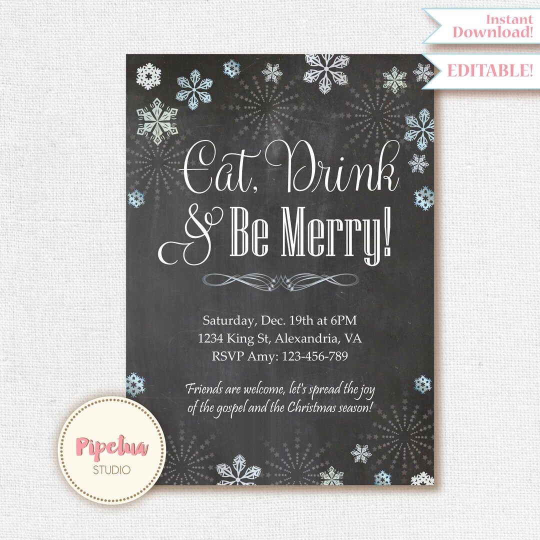 Christmas Invitation, Christmas Party Invitation, Printable Christmas ...