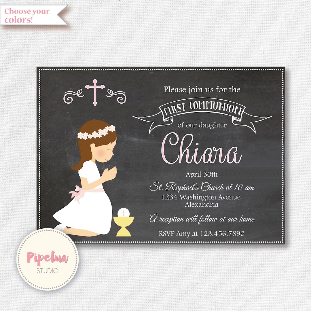 First Communion Invitation. First Holy Communion. Printable Party ...
