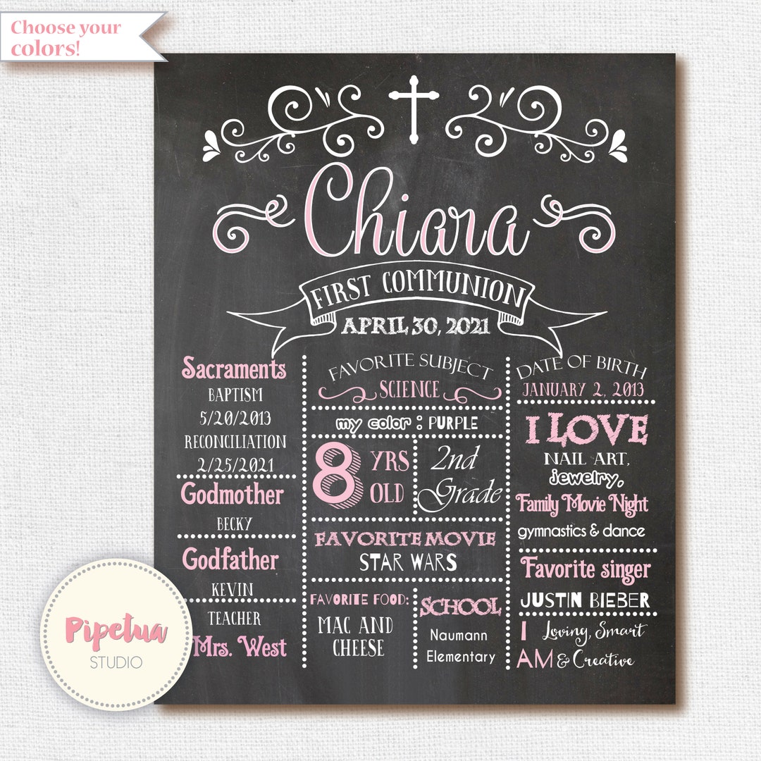 First Communion Poster. First Communion Chalkboard Poster. First Holy ...