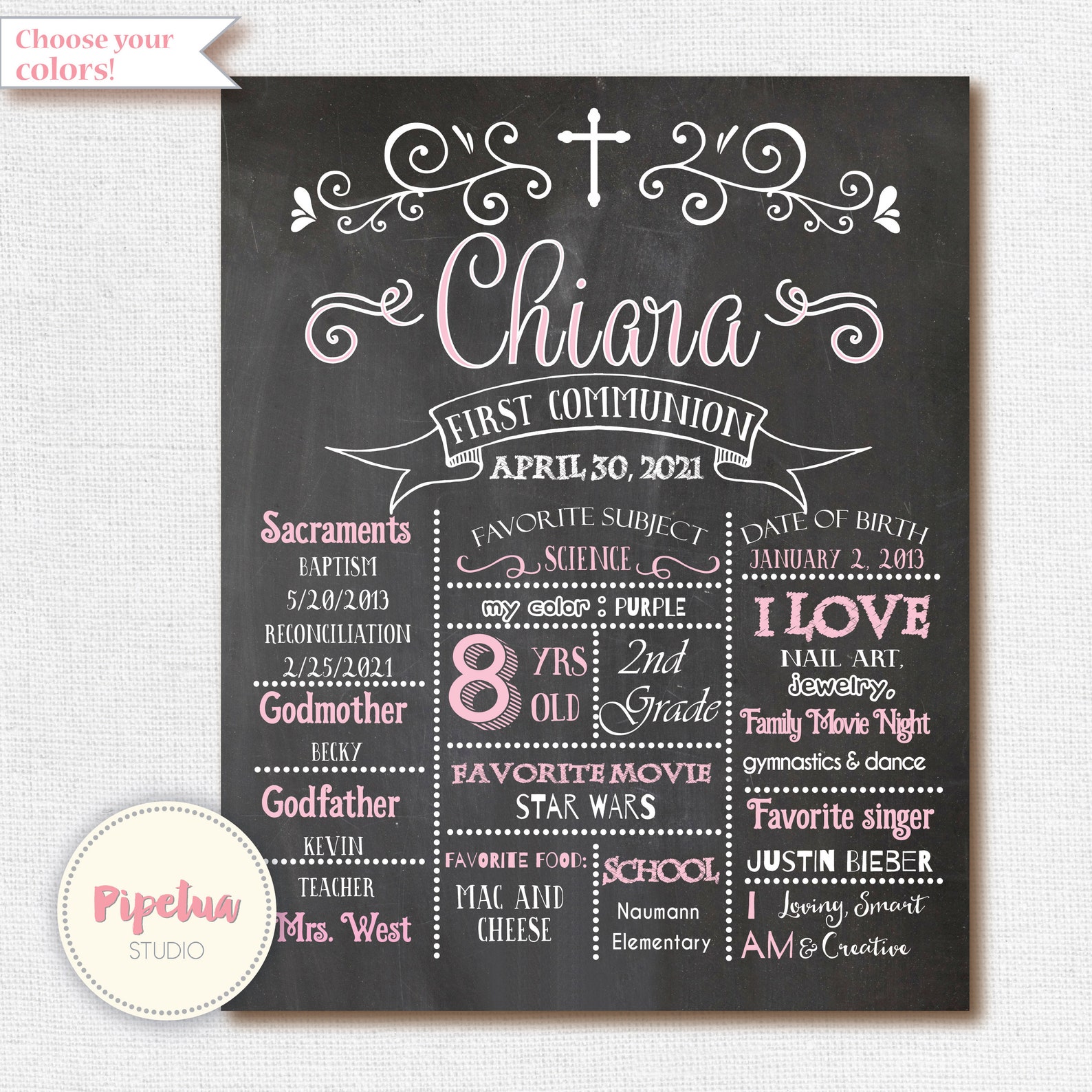 First Communion Poster. First Communion Chalkboard Poster. - Etsy