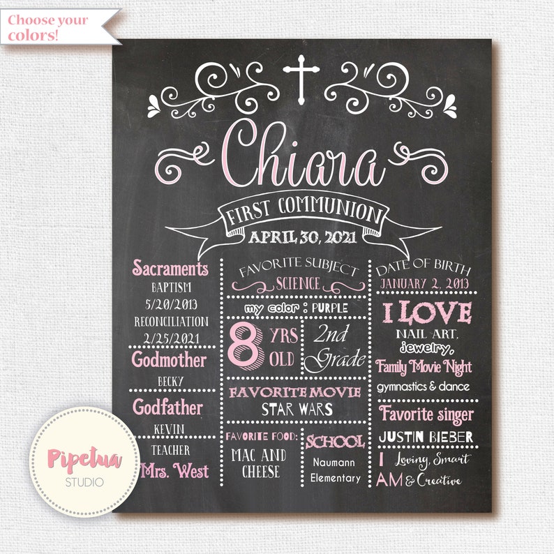First Communion Poster. First Communion Chalkboard Poster. - Etsy