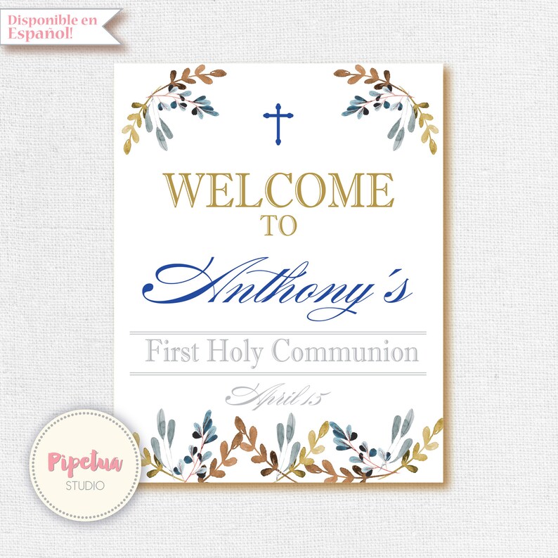 Welcome Communion Sign. Welcome First Communion Poster. Navy - Etsy